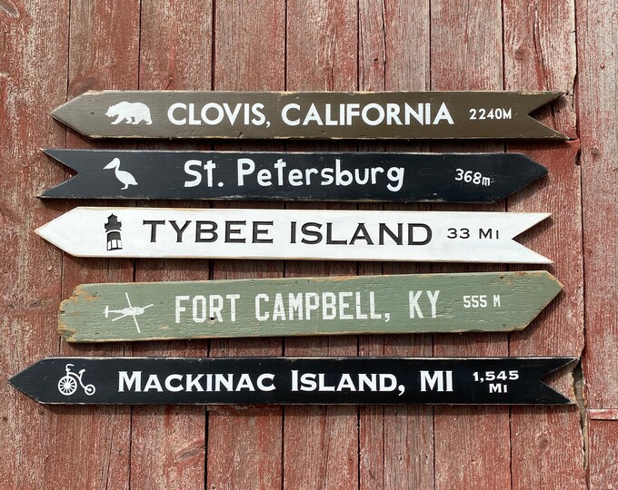 Group of 5 Random Directional Signs. Custom Made Creative Destination ...