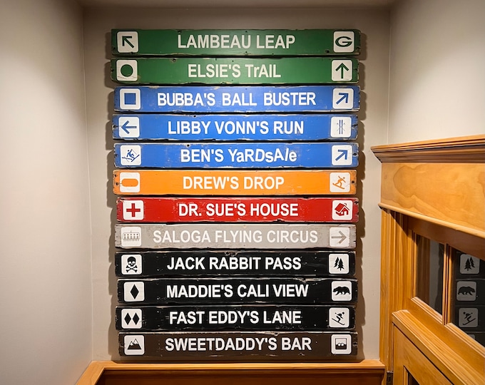 Custom Ski Trail Signs With Boxed White Edge. Personalized Rustic Ski ...