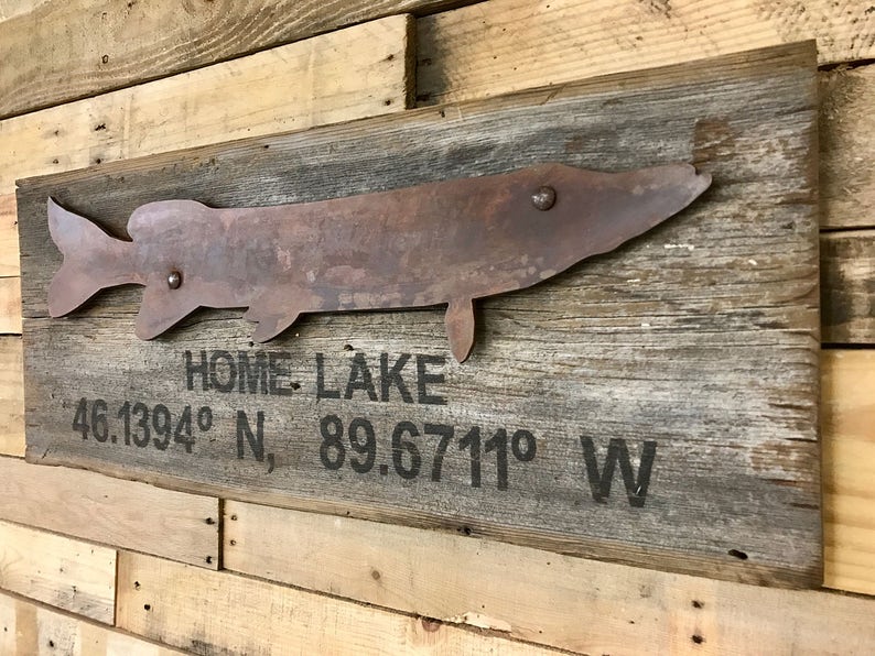 Up North Fishing Sign. Rusty Metal Northern Pike Mounted on - Etsy