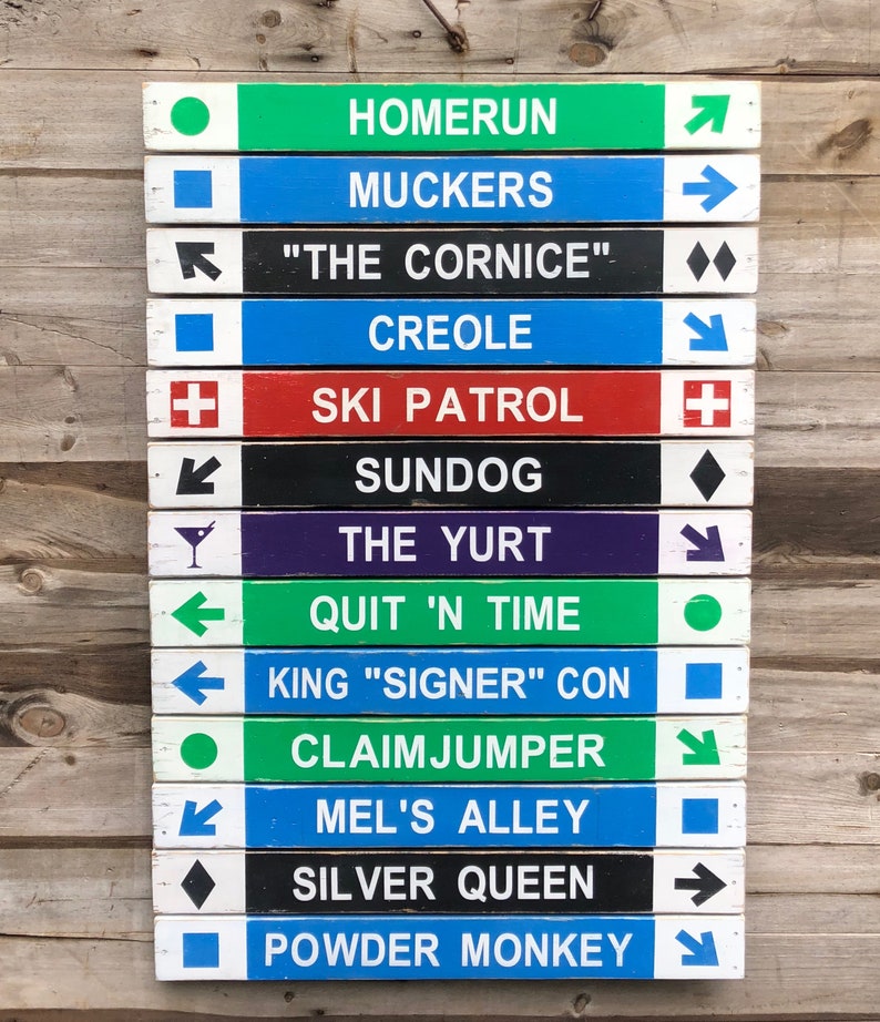 10-14 Slat Custom Ski Trail Signs Skiing Distressed Wood Sign - Etsy