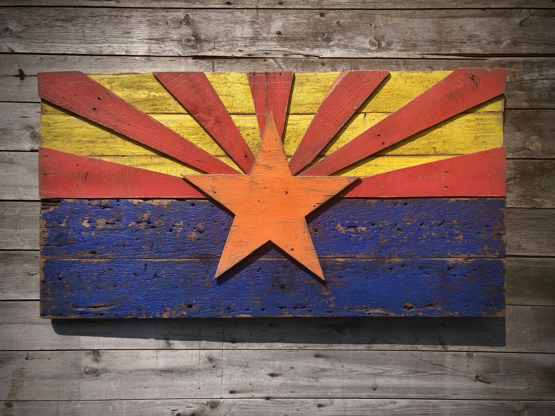 Arizona Flag Arizona Wood Flag Rustic Reclaimed Wood Arizona - Etsy