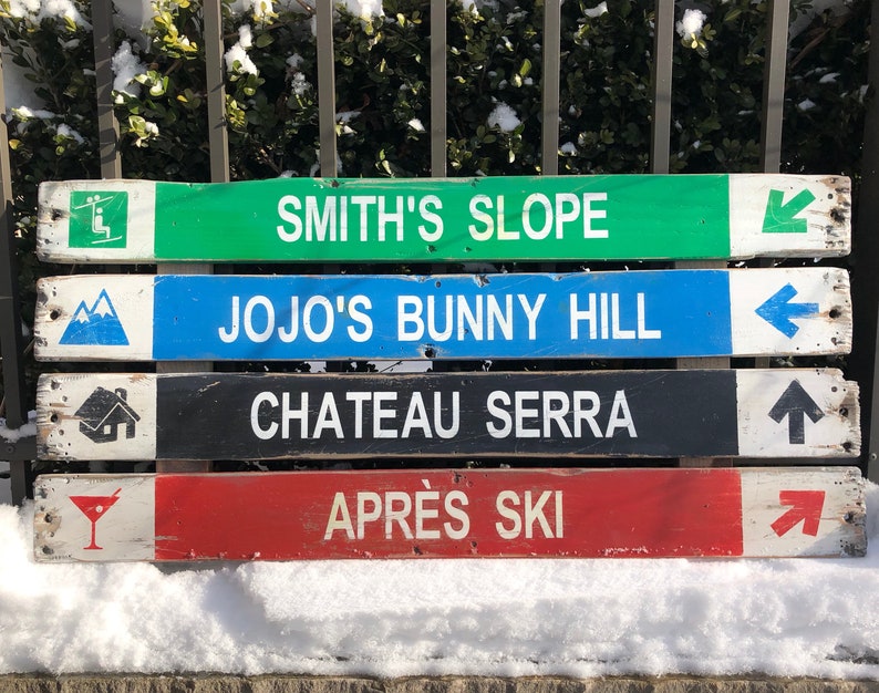 Rustic Ski trail wood sign. Custom 4 or 5 slat ski trail sign. | Etsy