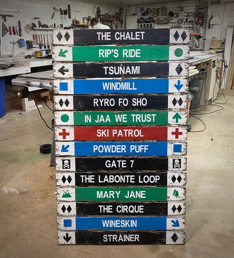 10-14 Slat Custom Ski Trail Signs Skiing Distressed Wood Sign - Etsy