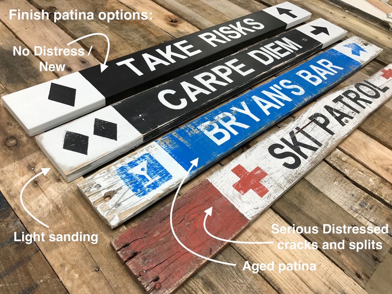 Custom ski trail signs Skiing Distressed wood sign | Etsy