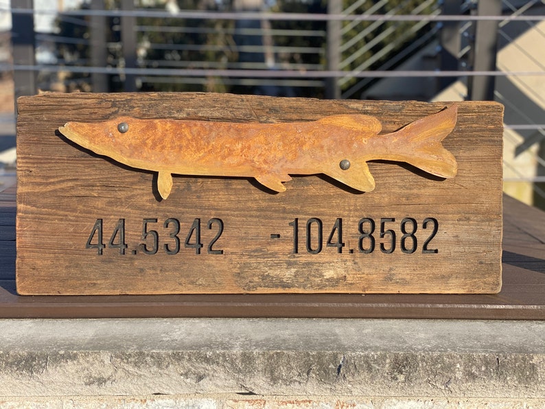 Up North Fishing Sign. Rusty Metal Northern Pike Mounted on - Etsy