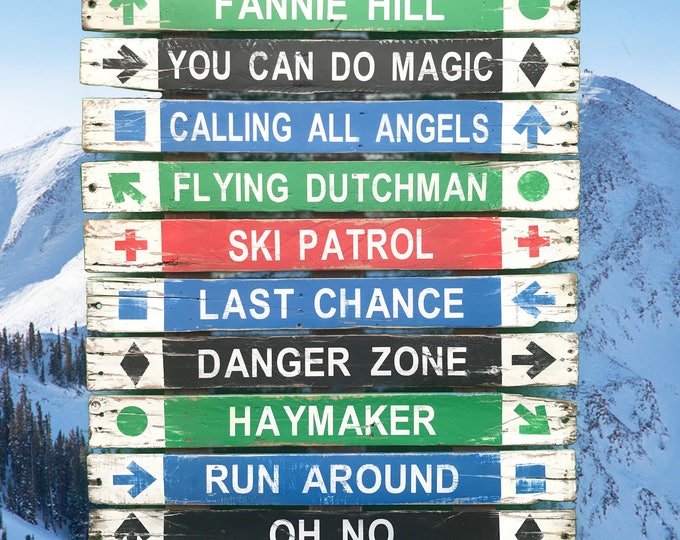 10-14 Slat Custom Ski Trail Signs, Skiing Distressed Wood Sign - Etsy