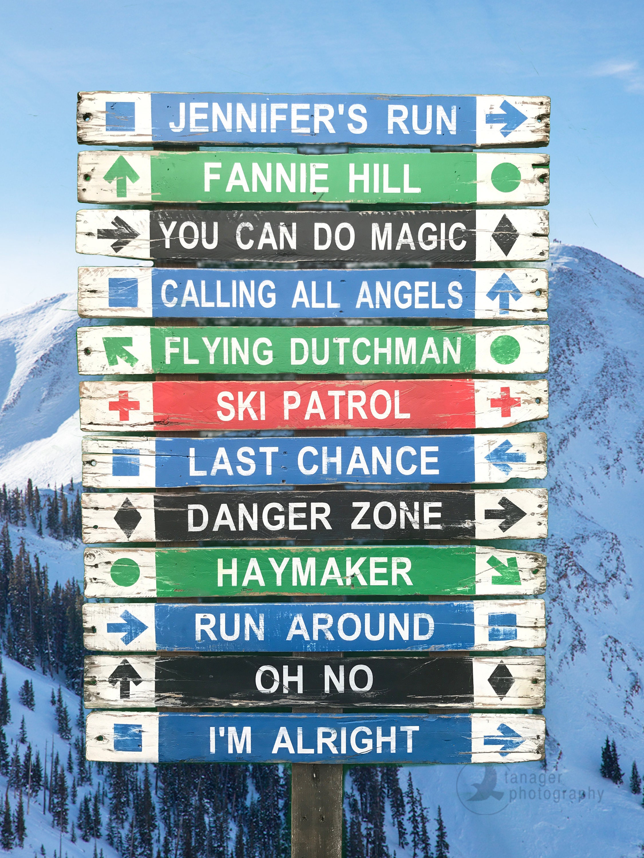 10-14 Slat Custom Ski Trail Signs, Skiing Distressed Wood Sign - Etsy