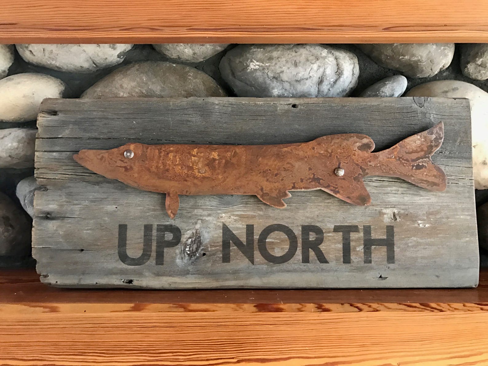 Up North Fishing Sign. Rusty Metal Northern Pike Mounted on - Etsy