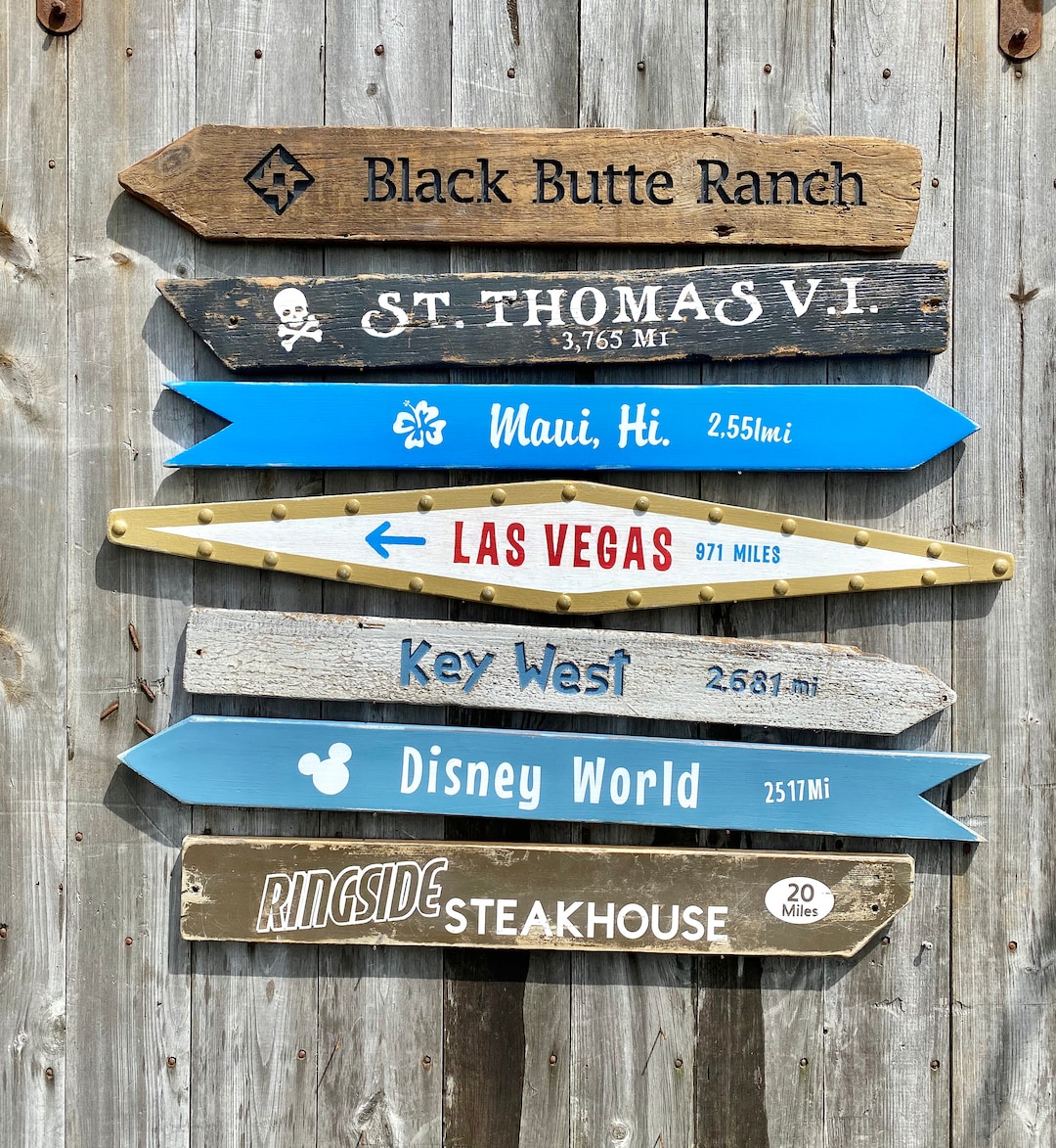 Personalized Directional Signs. Custom Made Destination Signs. Vintage ...