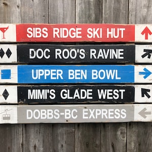 Custom Ski Trail Signs, Skiing Distressed Wood Sign. Personalized ...