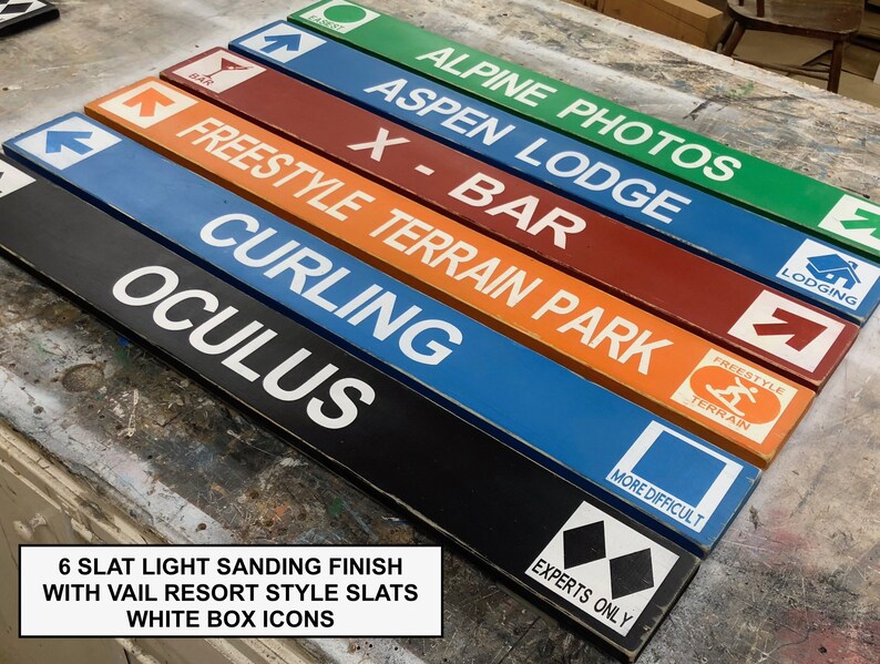 Supersized Custom Ski Trail Signs, 3-9 Slat Skiing Distressed Wood Sign ...