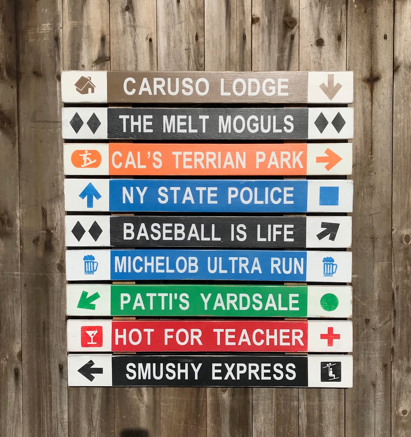Custom Ski Signs, 8 and 9 Slat Wood Ski Trail Signs. Design Your Own ...