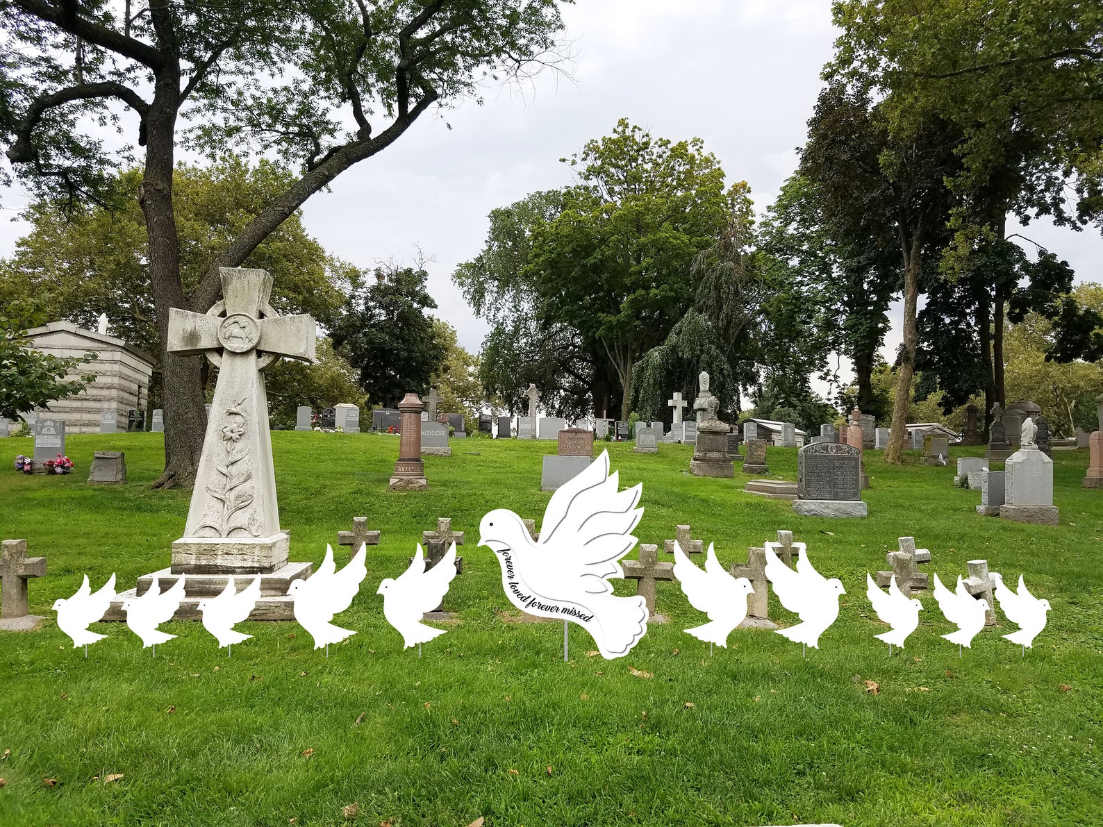 White Dove Funeral Yard Sign & Memorial Lawn Decorations | Funeral ...