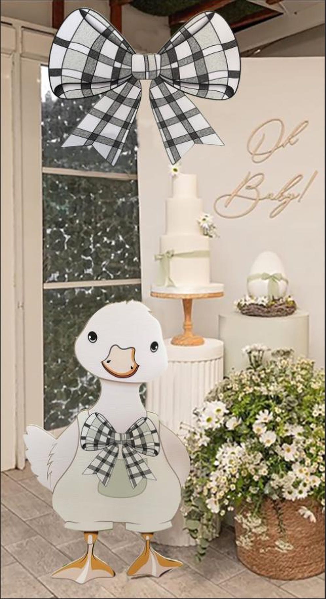 Large Silly Duck With Plaid Bow - 41 Inch Baby Shower Decor - Etsy