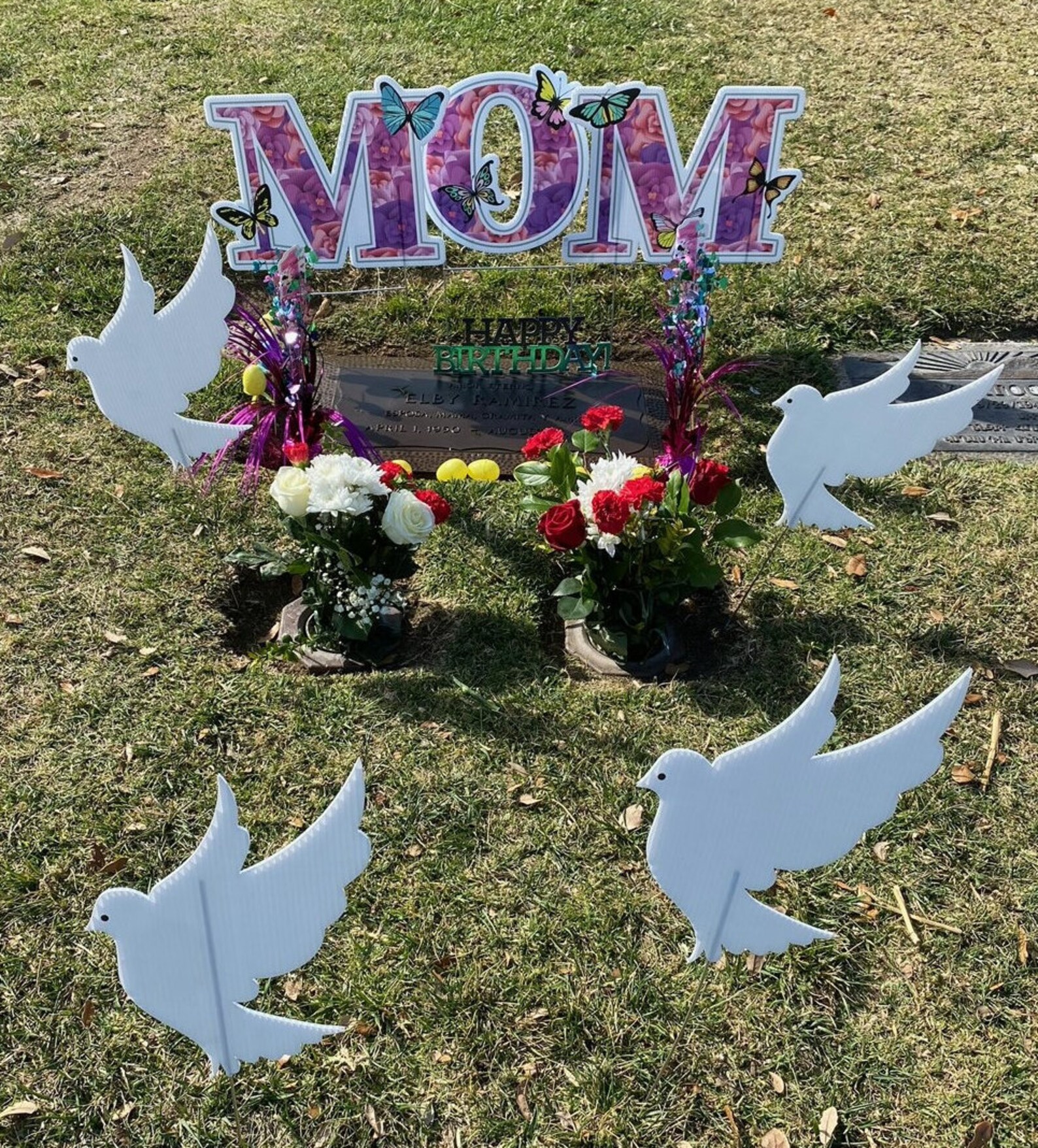 Mom Yard Sign Decoration With Butterflies or With Hearts & Tulips ...