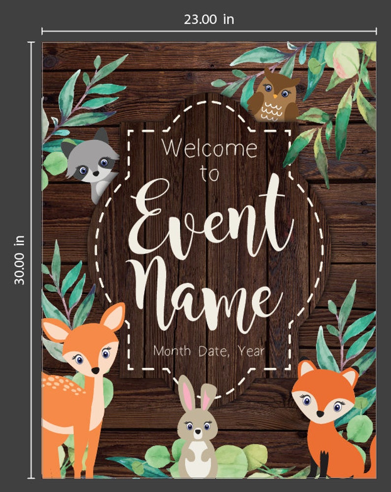 Woodland Animals Party Invitation Sign Decor Birthday - Etsy
