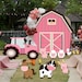 Pink and Red Barn With Farm Animals - Etsy
