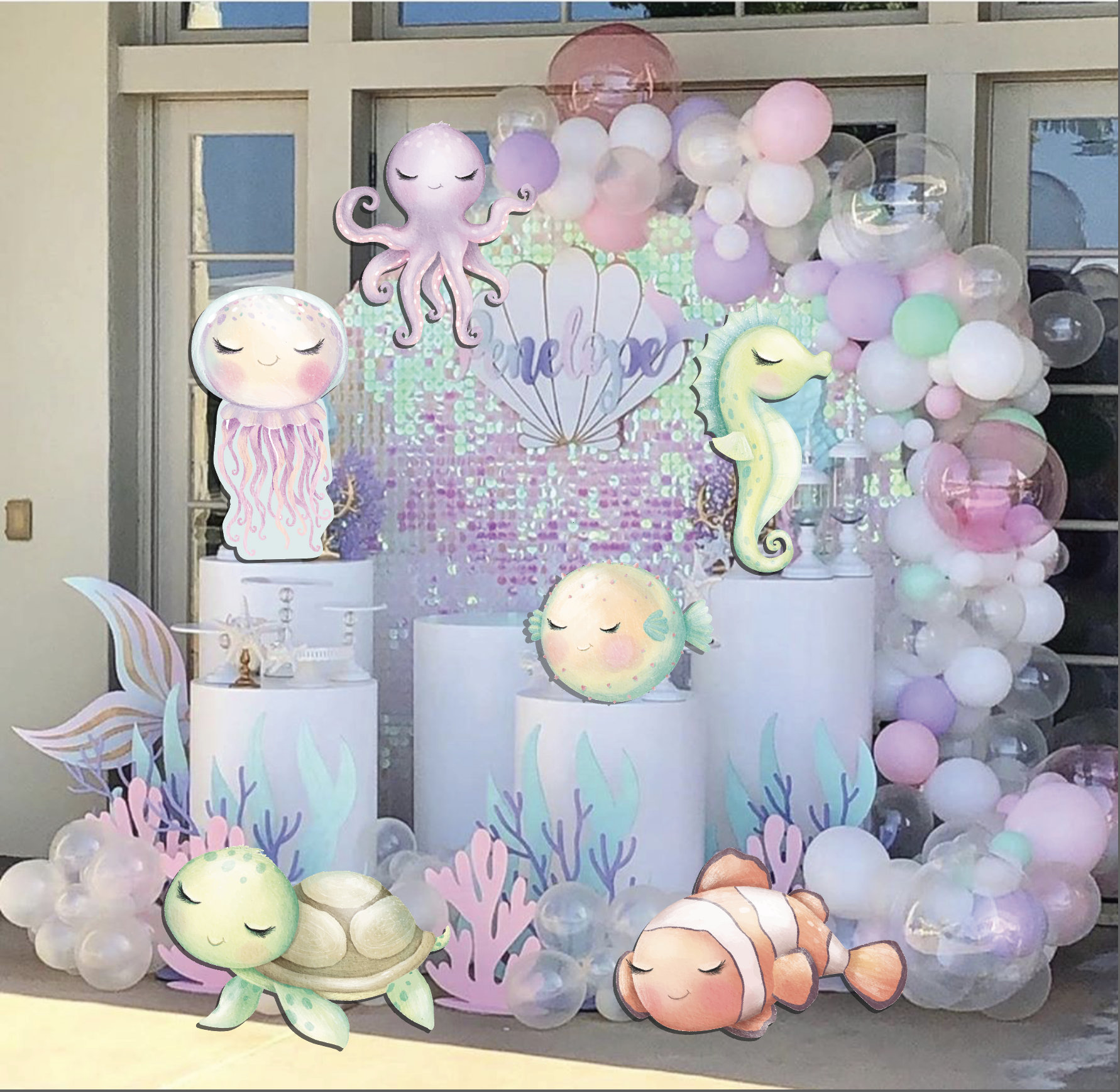 Pastel Watercolor Sea Creature Cutouts, Under the Sea Party Decor - Etsy