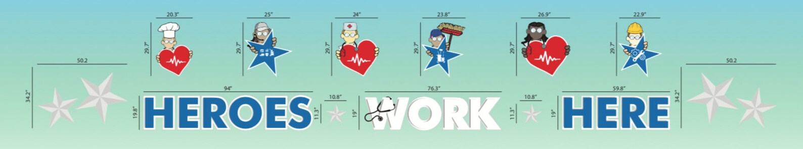 HUGE heroes Work Here Yard Sign Healthcare Hero - Etsy