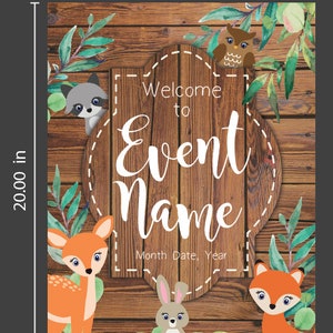 Woodland Animals Party Invitation Sign Decor | Birthday Decoration ...