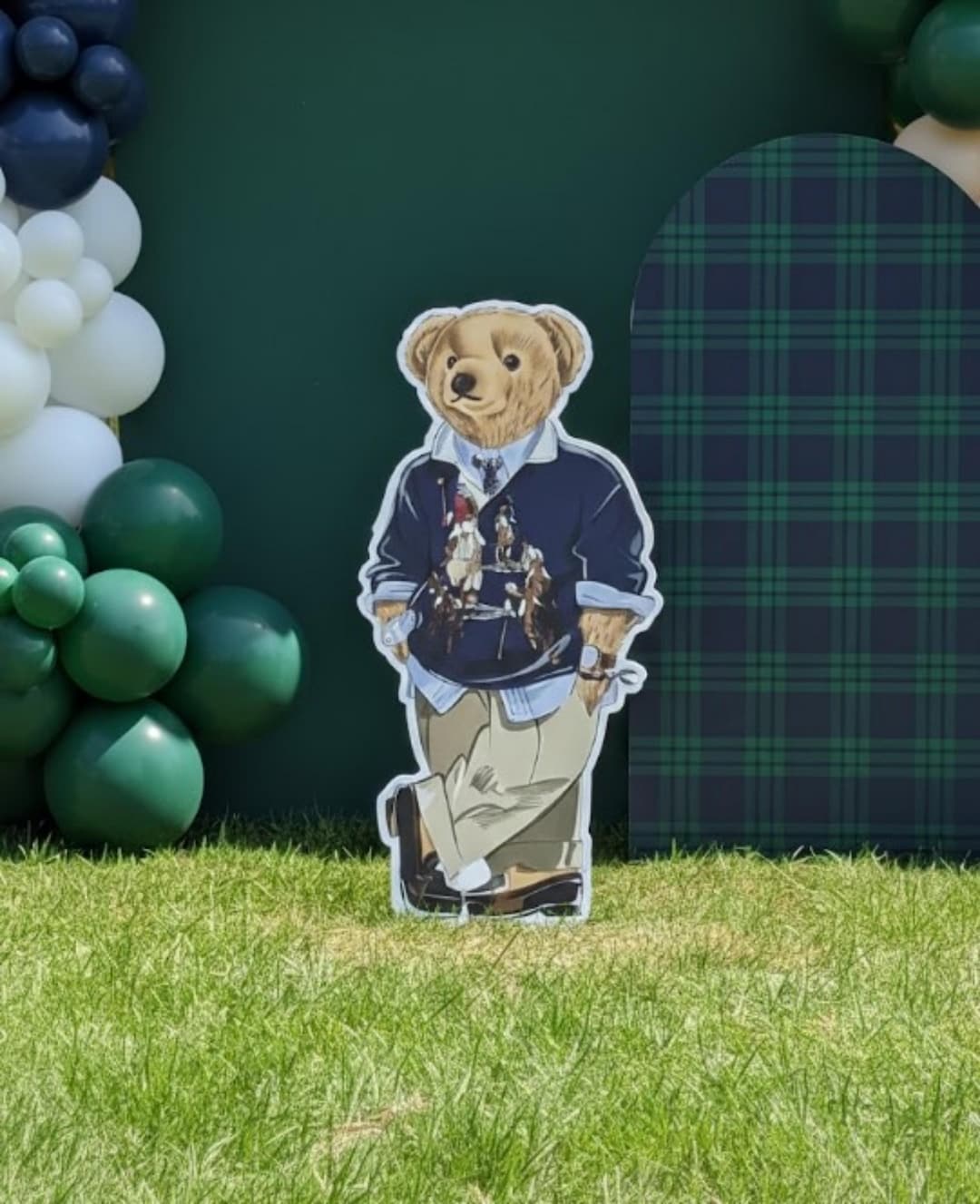 Preppy Teddy Bear Cutout | Large Vintage-style Bear Decor (physical) - Etsy