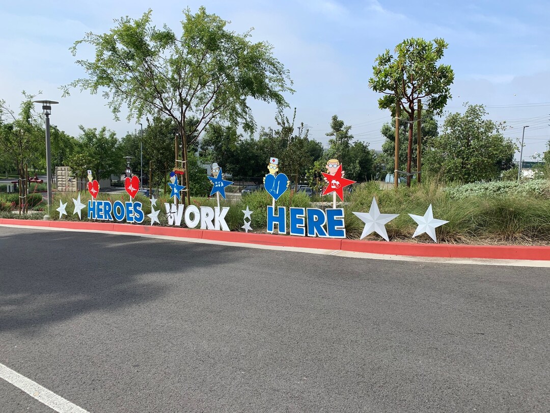 HUGE "heroes Work Here" Yard Sign | Healthcare Hero Lawn Sign ...