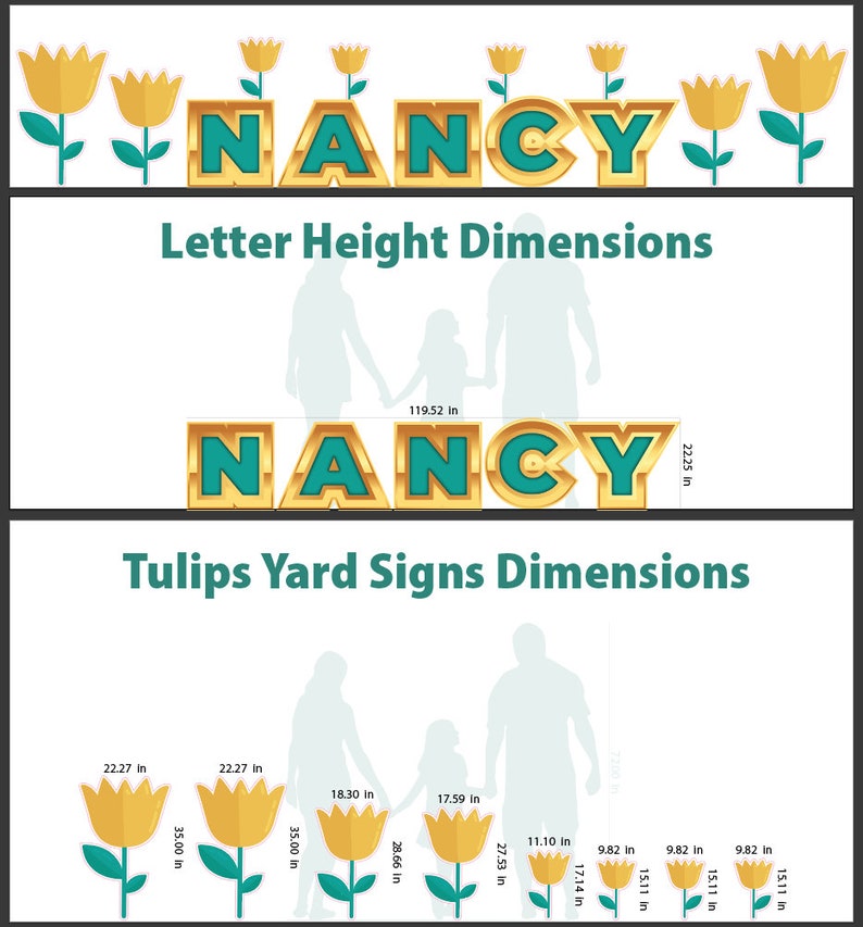Personalized Tulip Name Yard Sign | Custom Cemetery Decoration - Etsy