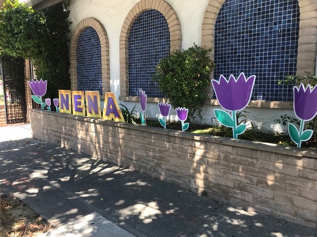 LARGE Flowers and Name Decoration Yard Sign Tulips Lawn Sign | Etsy
