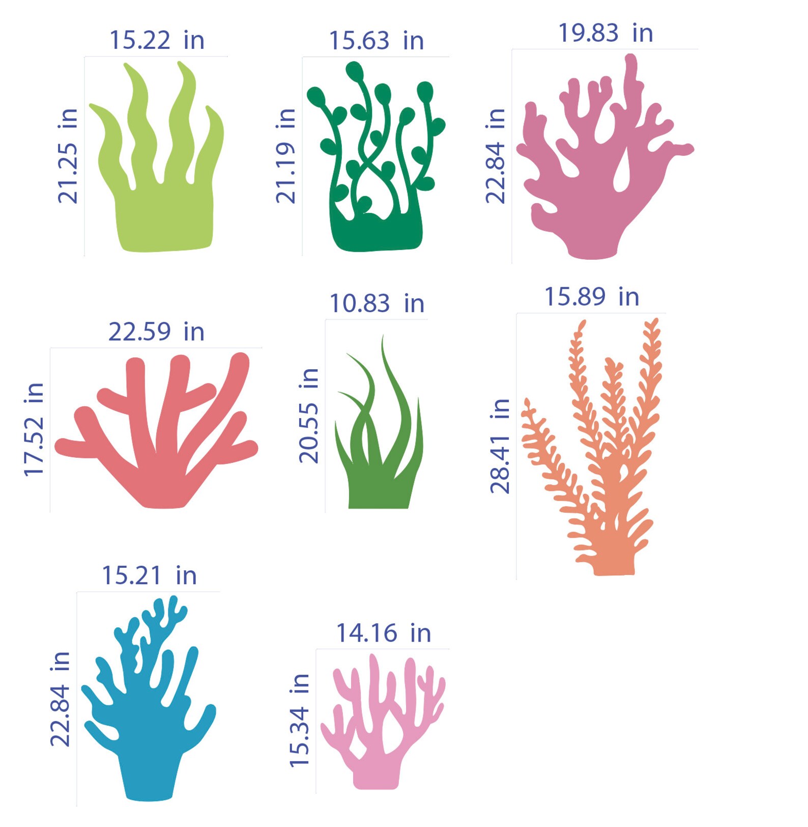 Ocean Pastel Coral, Seaweed, and Kelp Cutouts I Under the Sea Party ...