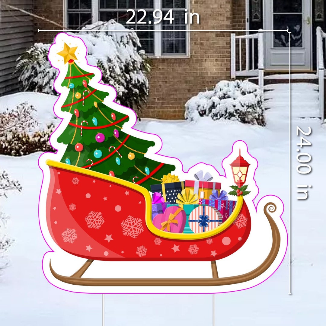 Christmas Decor: Santa's Sleigh Yard Sign - Santa Yard Decoration - Etsy