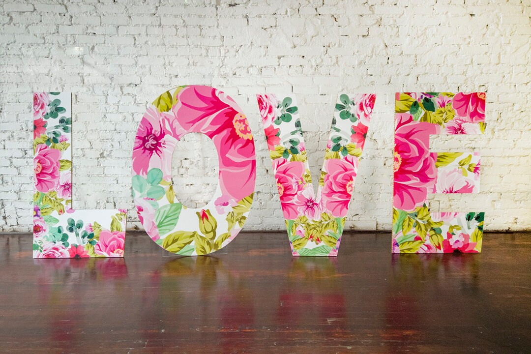 Floral LOVE Letter Cutouts | Large Party Photo Props - Etsy