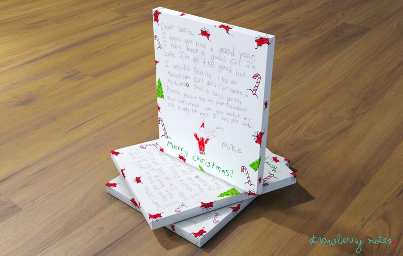 Custom Children's Art, Santa Note Keepsake, Canvas Print - Etsy
