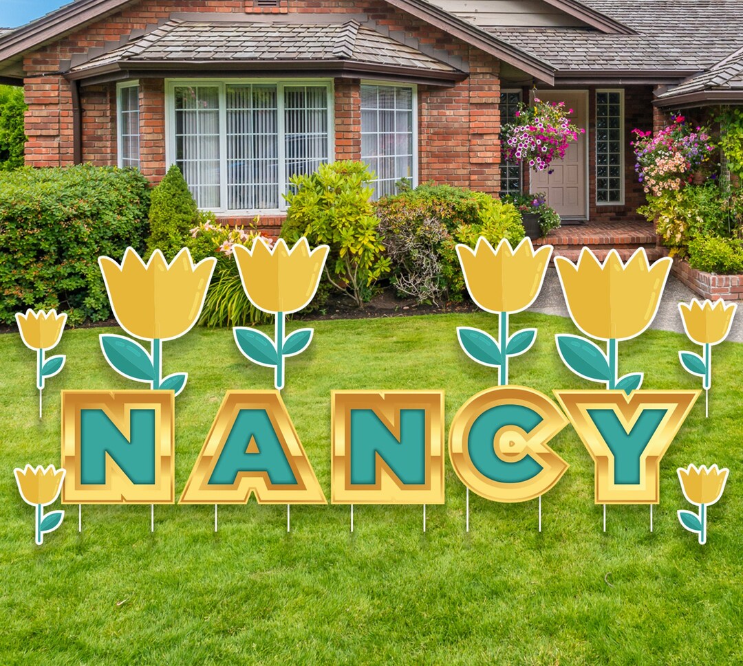 Personalized Tulip Name Yard Sign | Custom Cemetery Decoration - Etsy