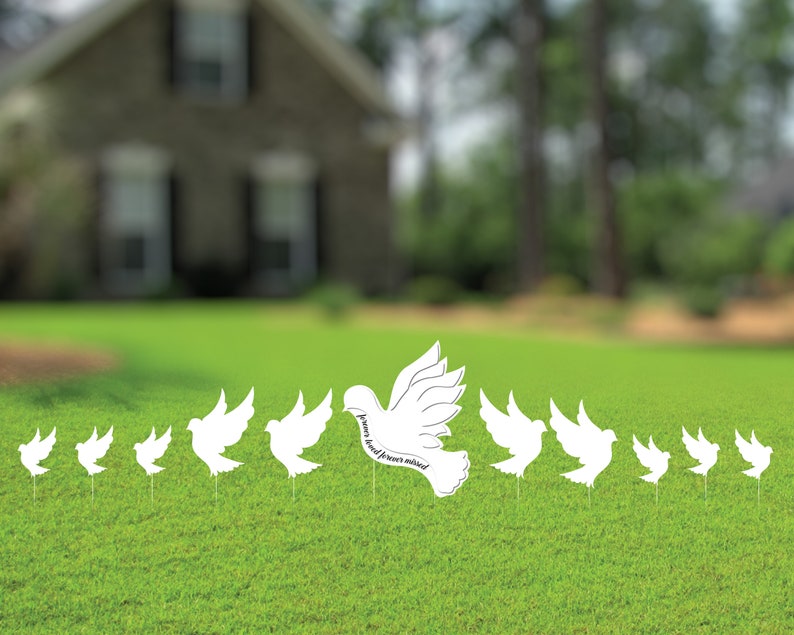 White Dove Funeral Yard Sign & Memorial Lawn Decorations | Funeral ...