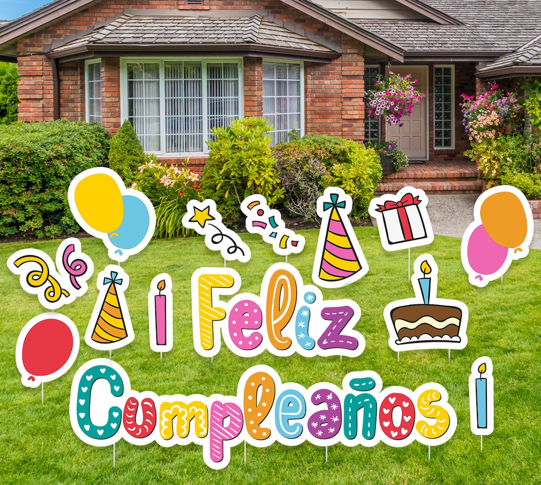 Feliz Cumpleaños, Happy Birthday in Spanish Yard Sign, 90 Inches WIDE X ...