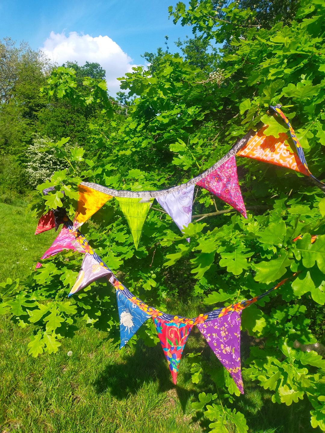 Sari Bunting Made From Vintage Sari Fabric. 12 Flags - Etsy