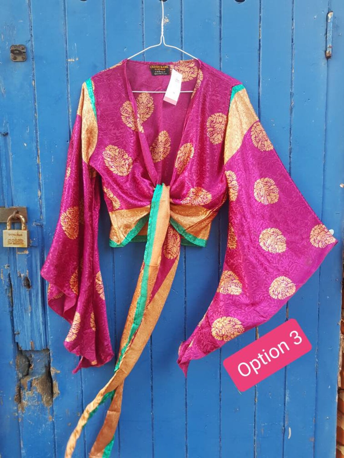 Wrap or Tie Top Repurposed Sari Boho Bell Sleeved Top | Etsy