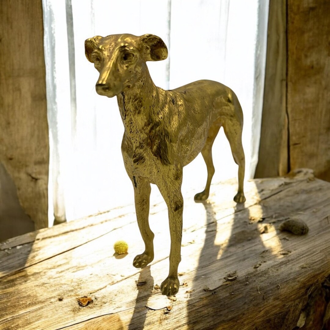 Gold Gilded Standing Greyhound Figurine - Etsy