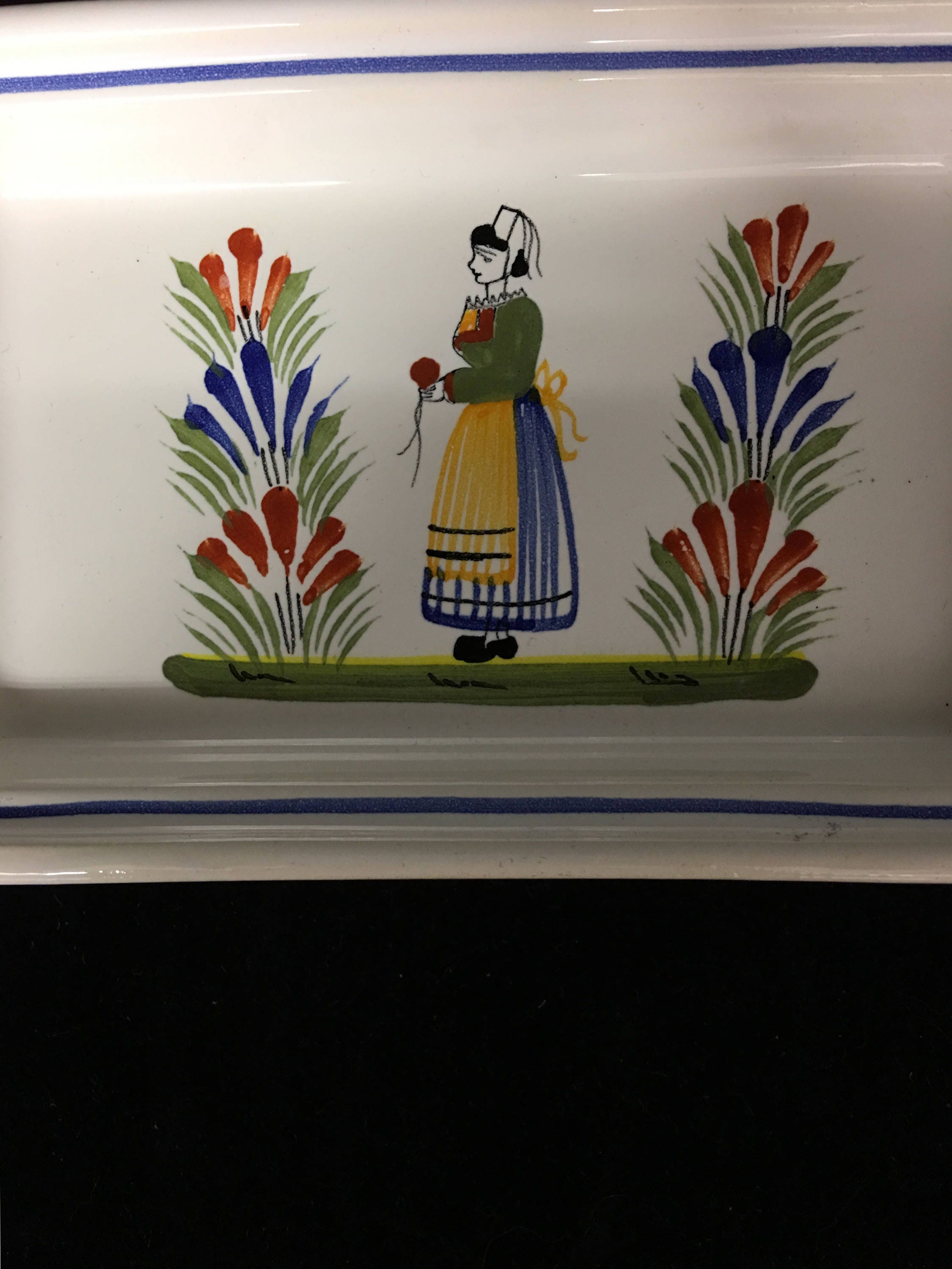 Vintage HB Henriot Quimper Small Rectangular Dish