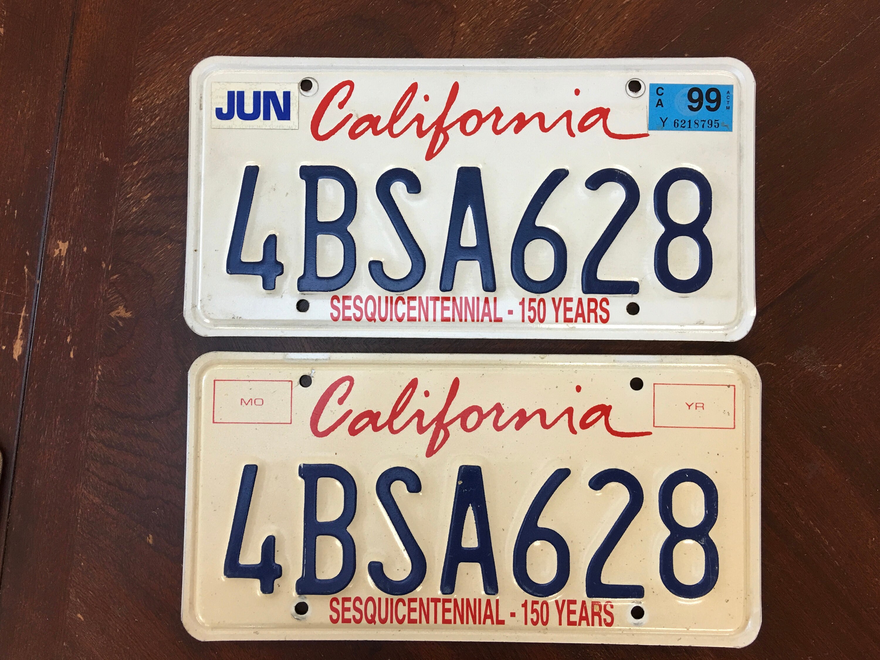 Vintage 1999 California License Plates, 150 Years, Sesquicentennial (2 ...