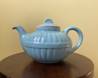 1940's Hall Hook Cover Teapot in Cadet Blue, Vintage Hall 6 Cup Teapot ...