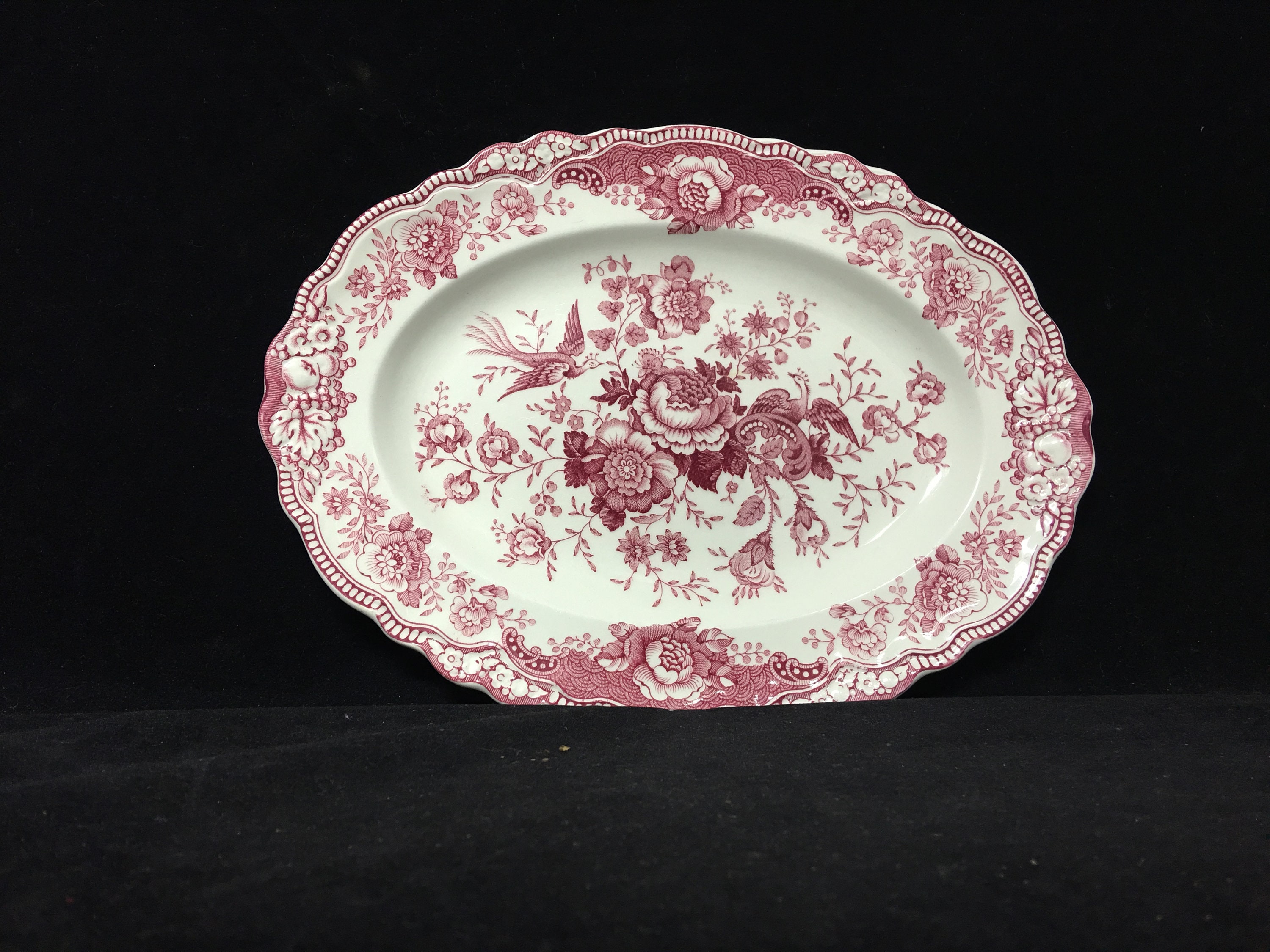 Vintage Bristol Old Hall Ware England Pink Transfer Small Vegetable ...