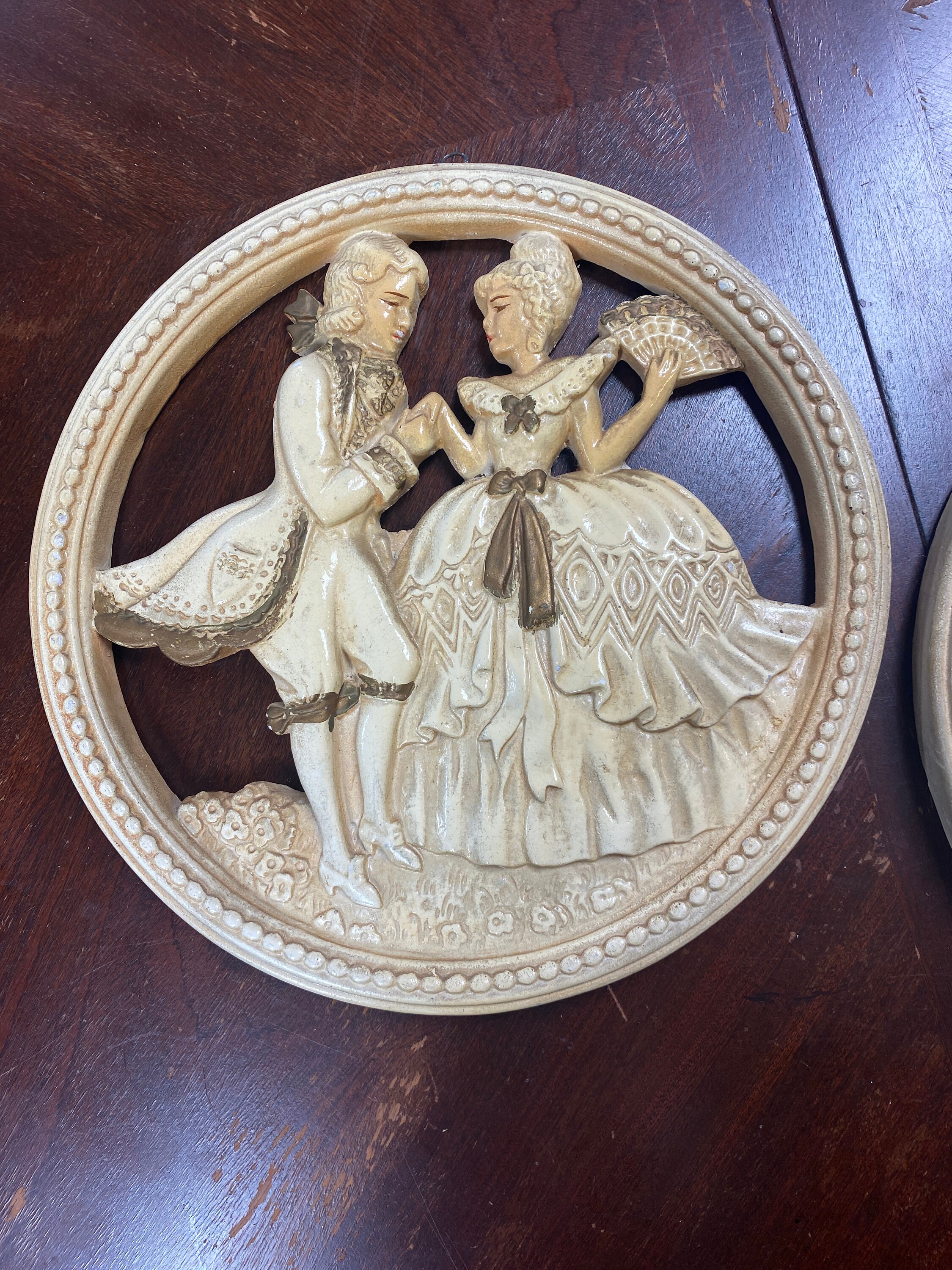 Chalkware Plaques of Courting Couple Vintage Wall Hangings (Circa ...