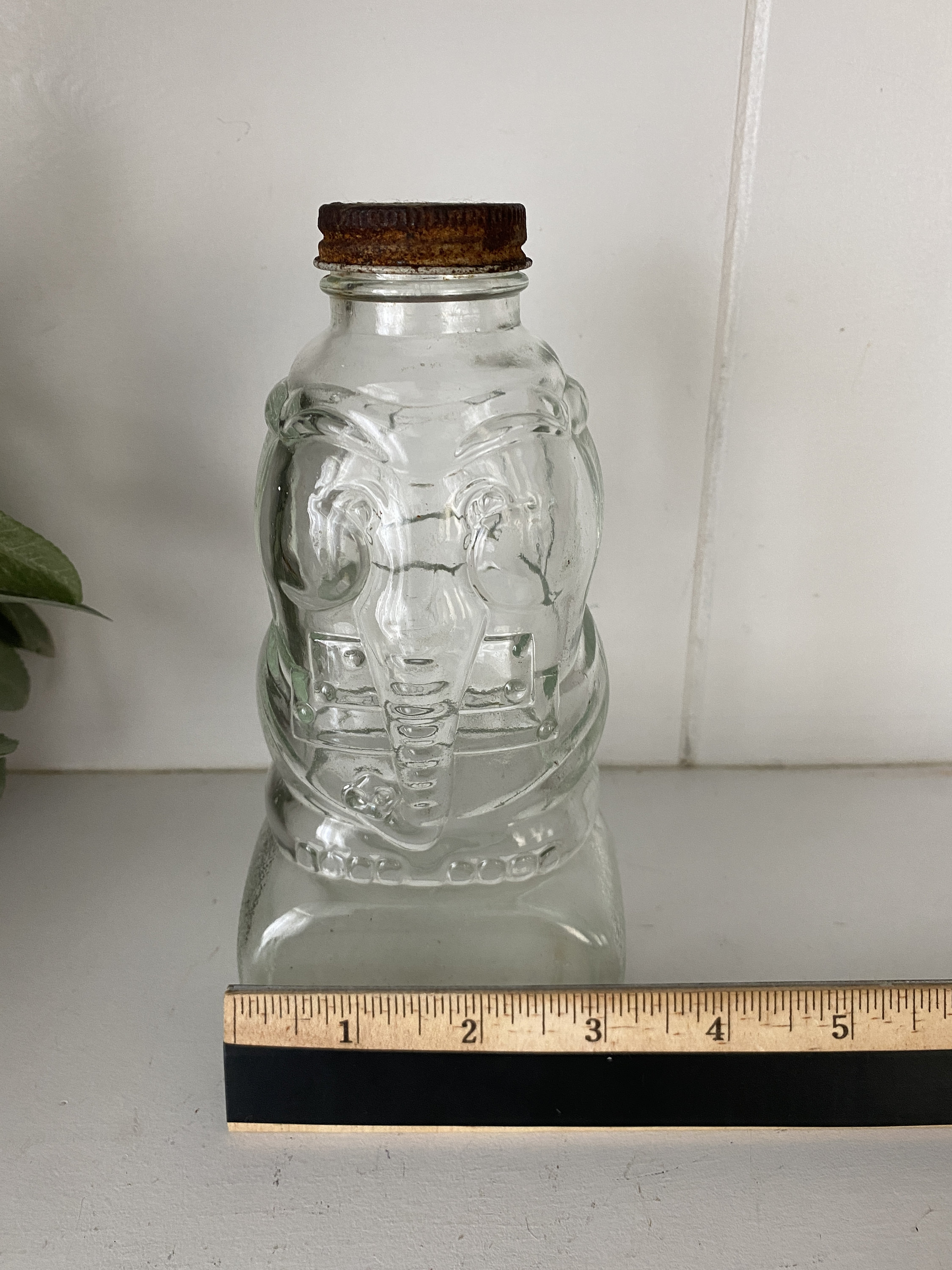Glass Elephant Syrup Bottle Castle Products Co. Newark, NJ