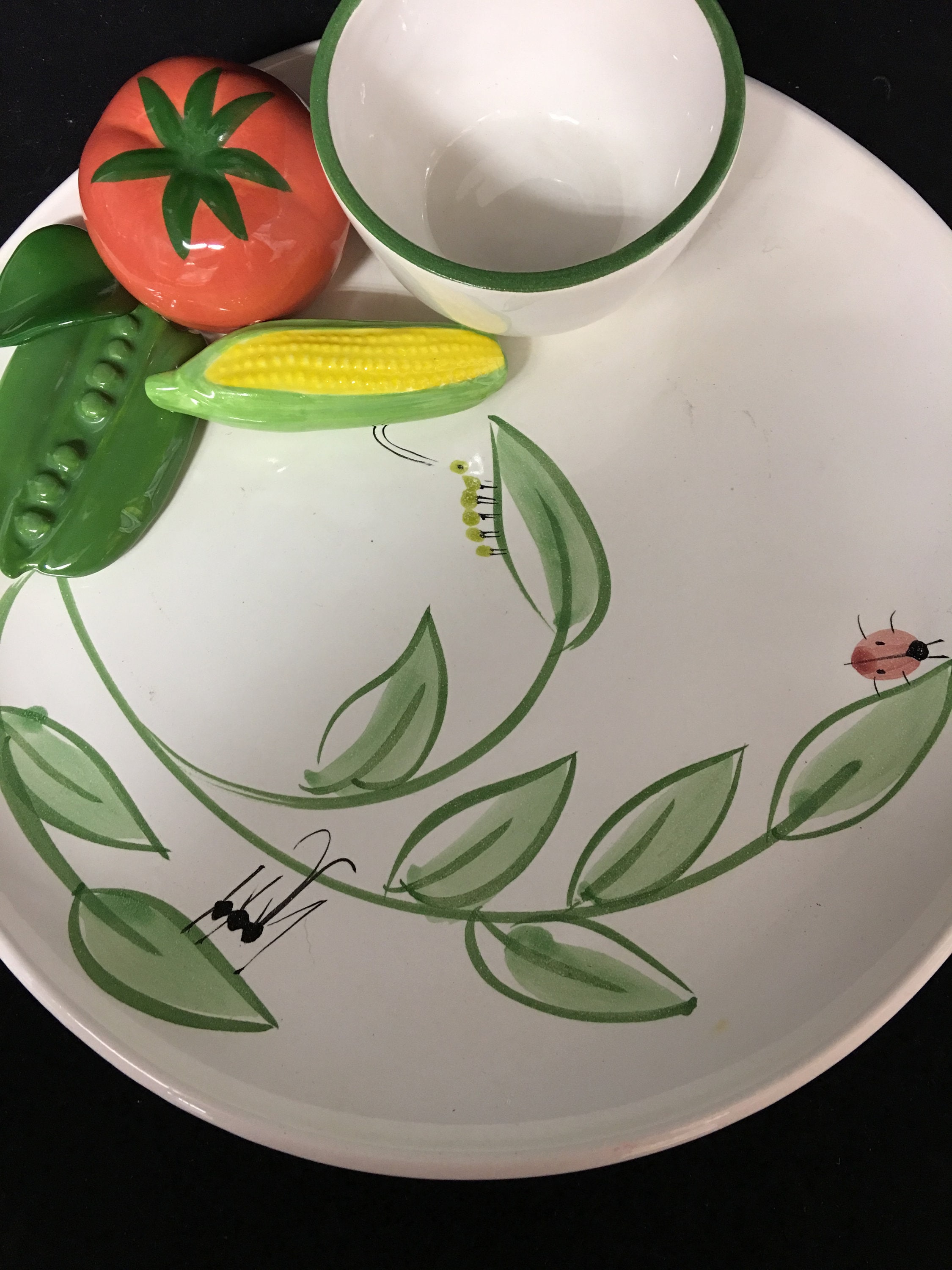 Briggs Pottery 12 Vegetable Tray with Attached Dipping Cup