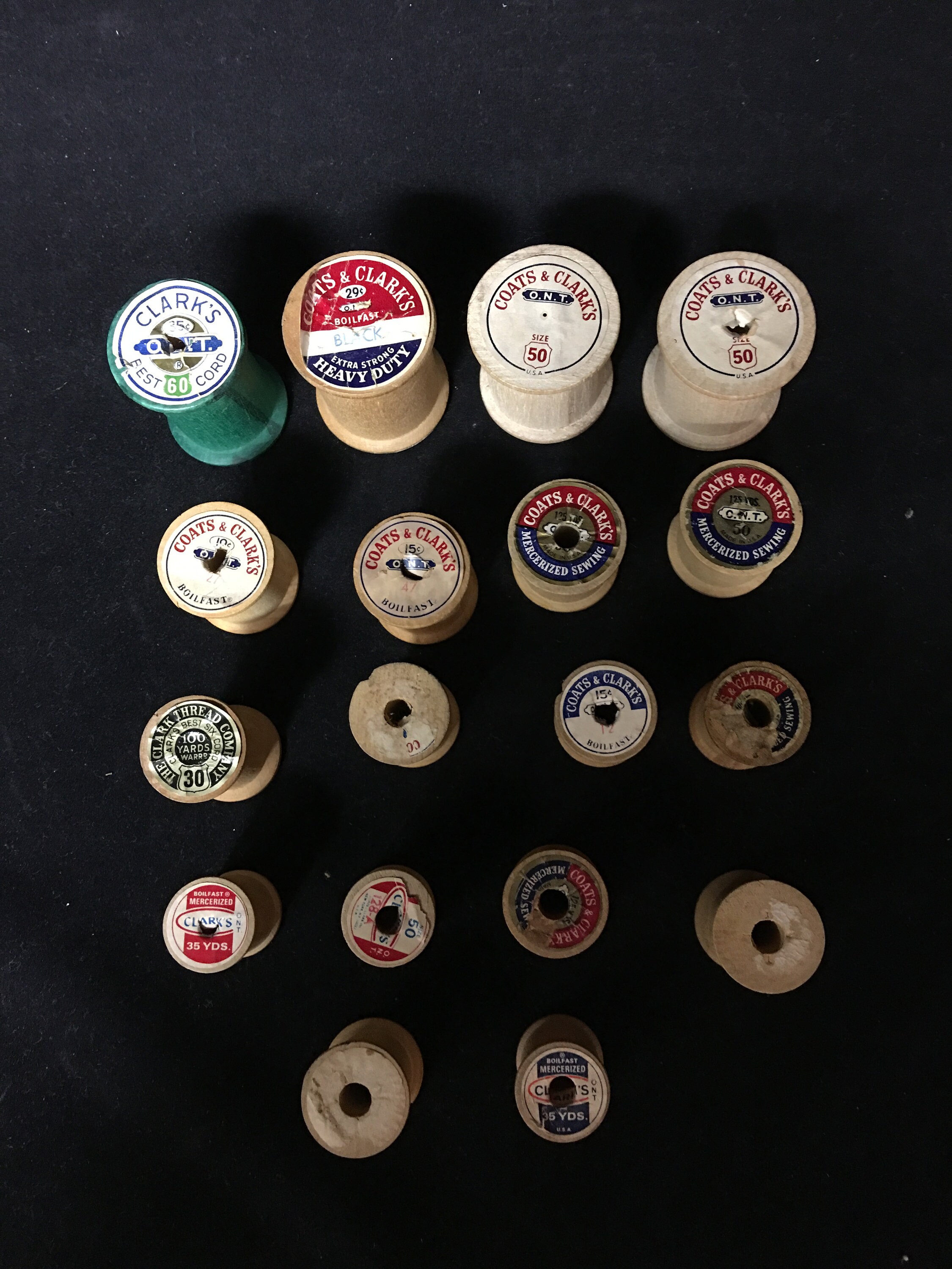18 Vintage Coats & Clark's and Clark's Wooden Thread Spools