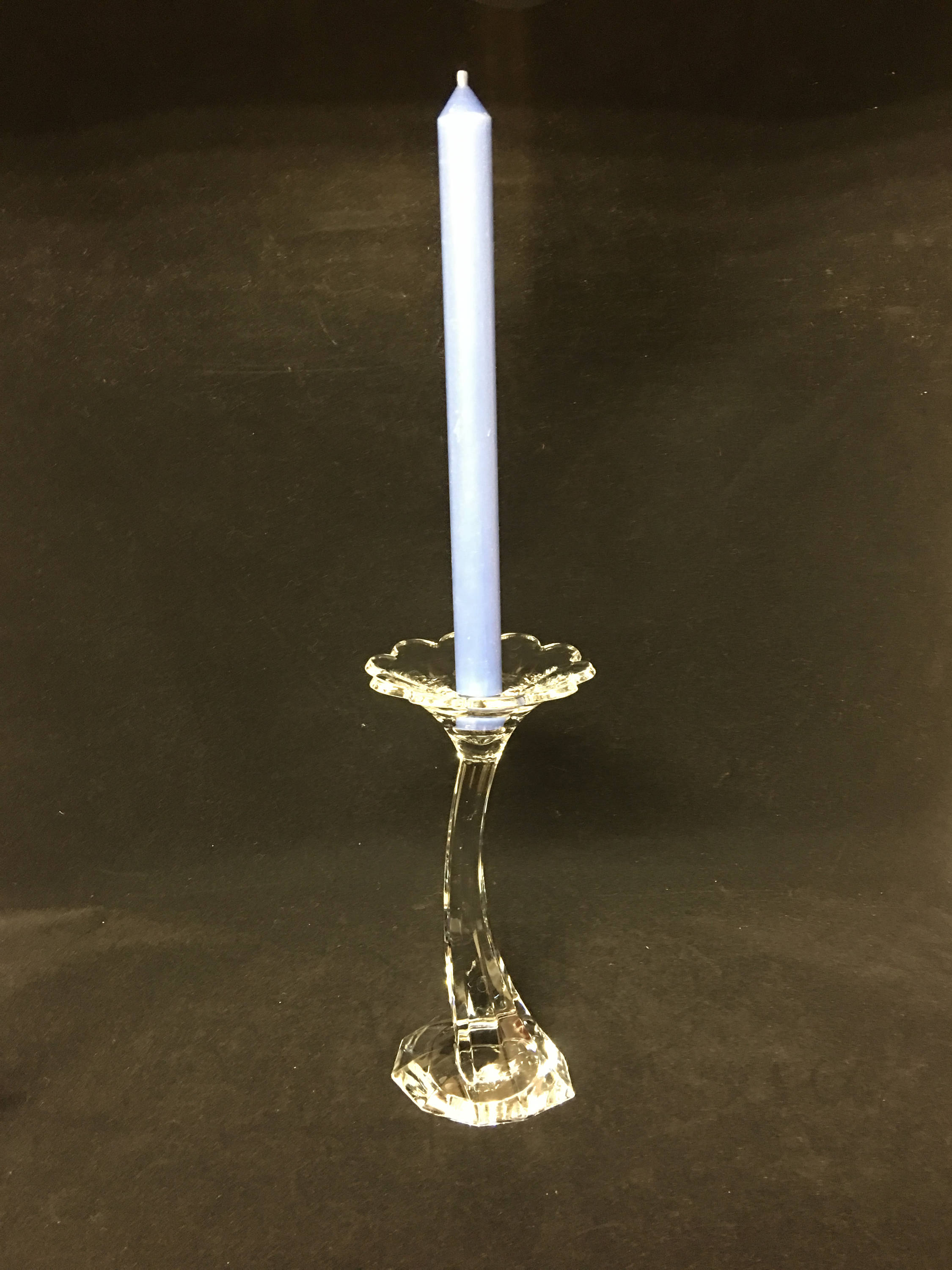 Scalloped Edged and Curved Tall Glass Candlestick