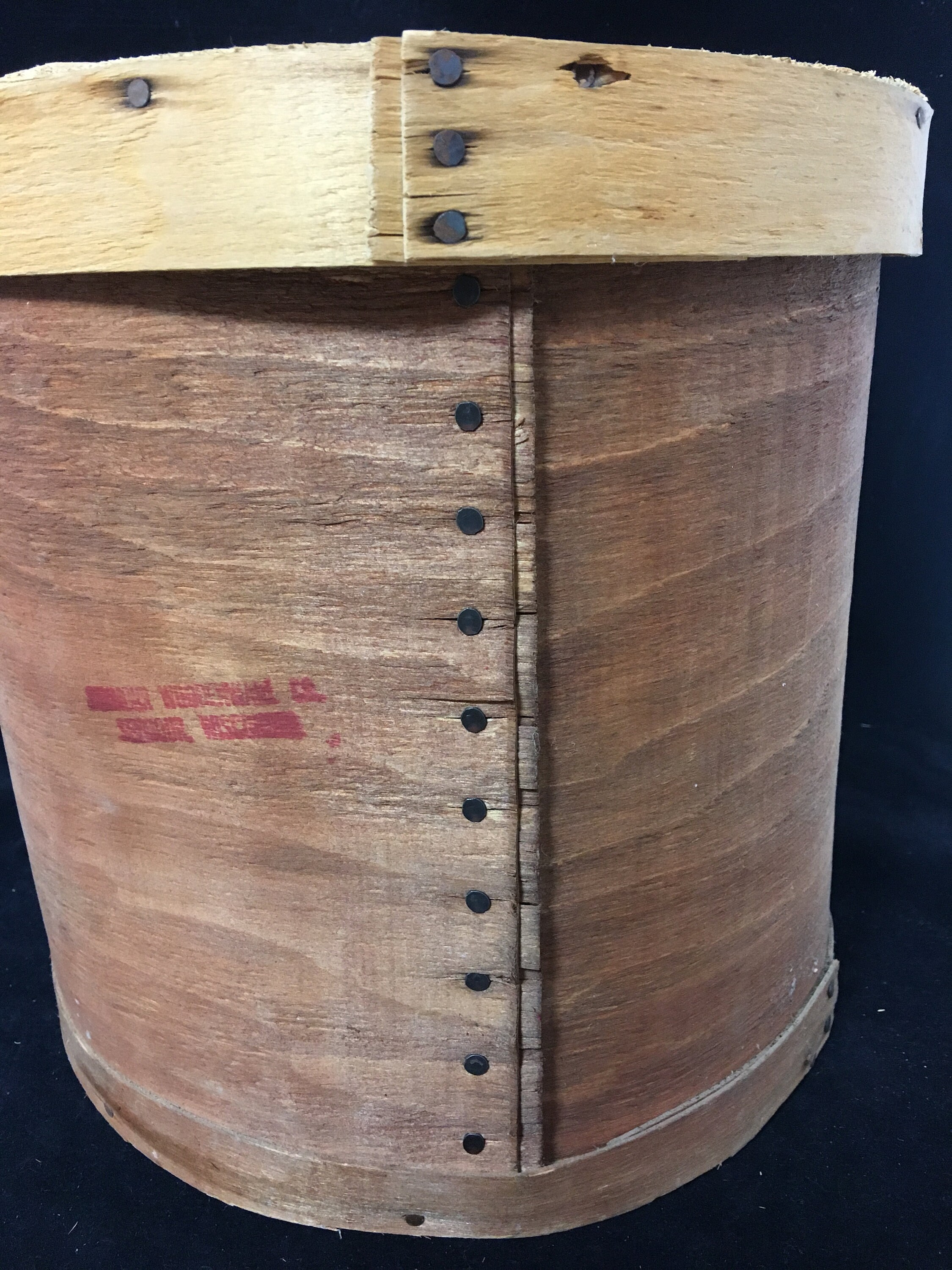 Vintage Tall Handcrafted Wood Lidded Cheese Box