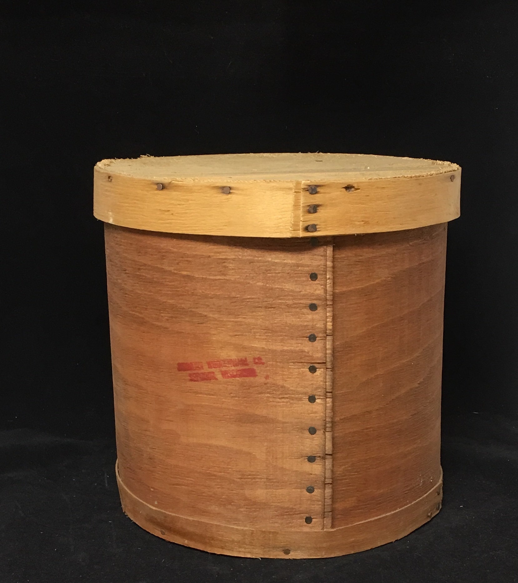 Vintage Tall Handcrafted Wood Lidded Cheese Box