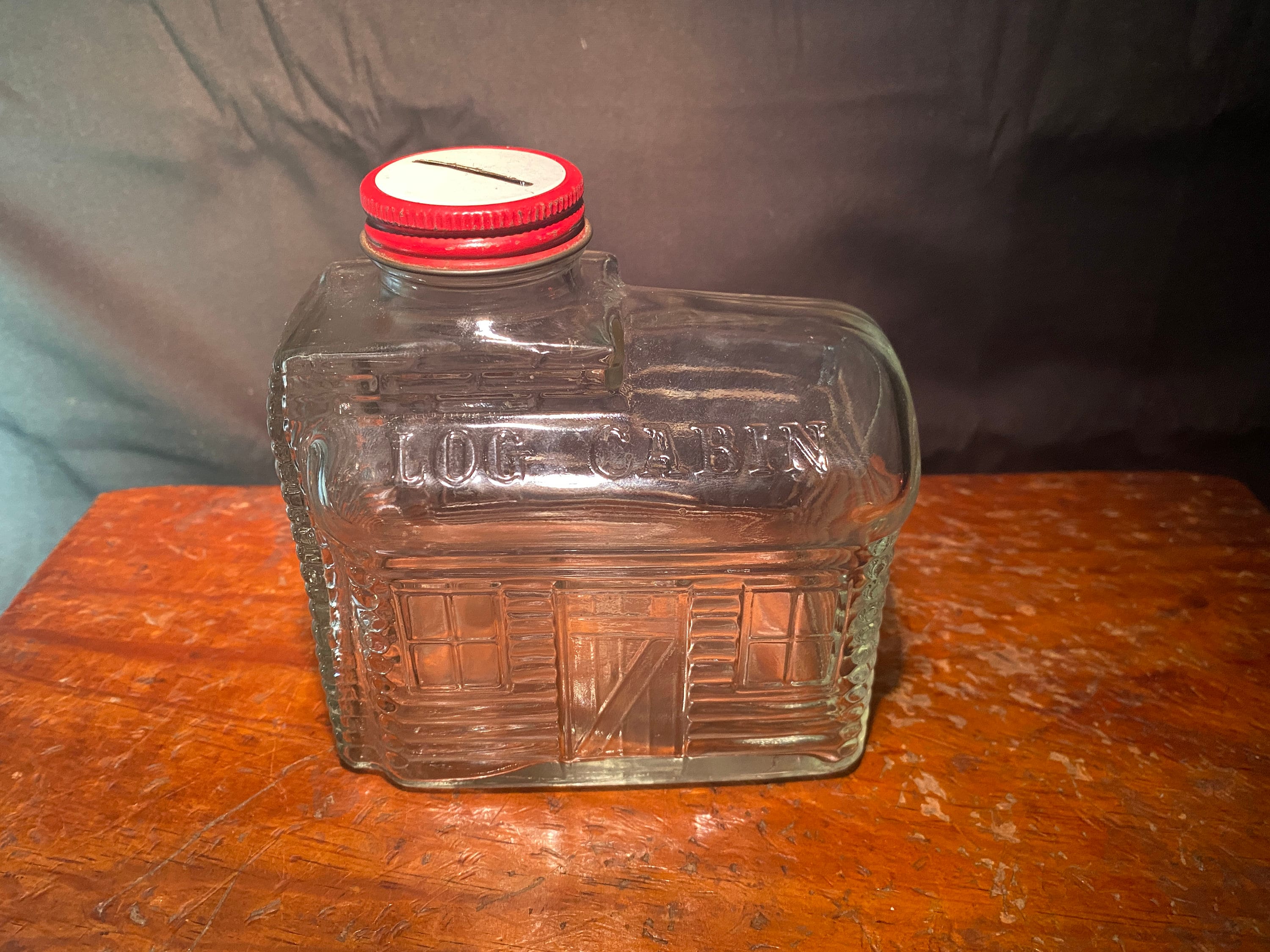 Log Cabin Glass Piggy Bank